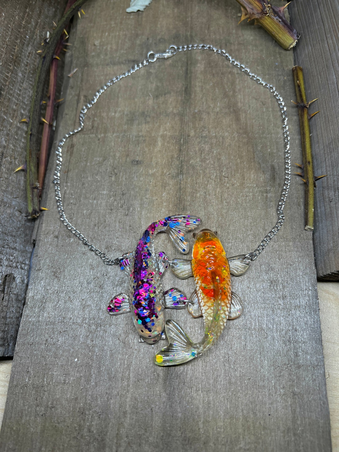 Dual Koi Fish Choker Necklace - Etsy