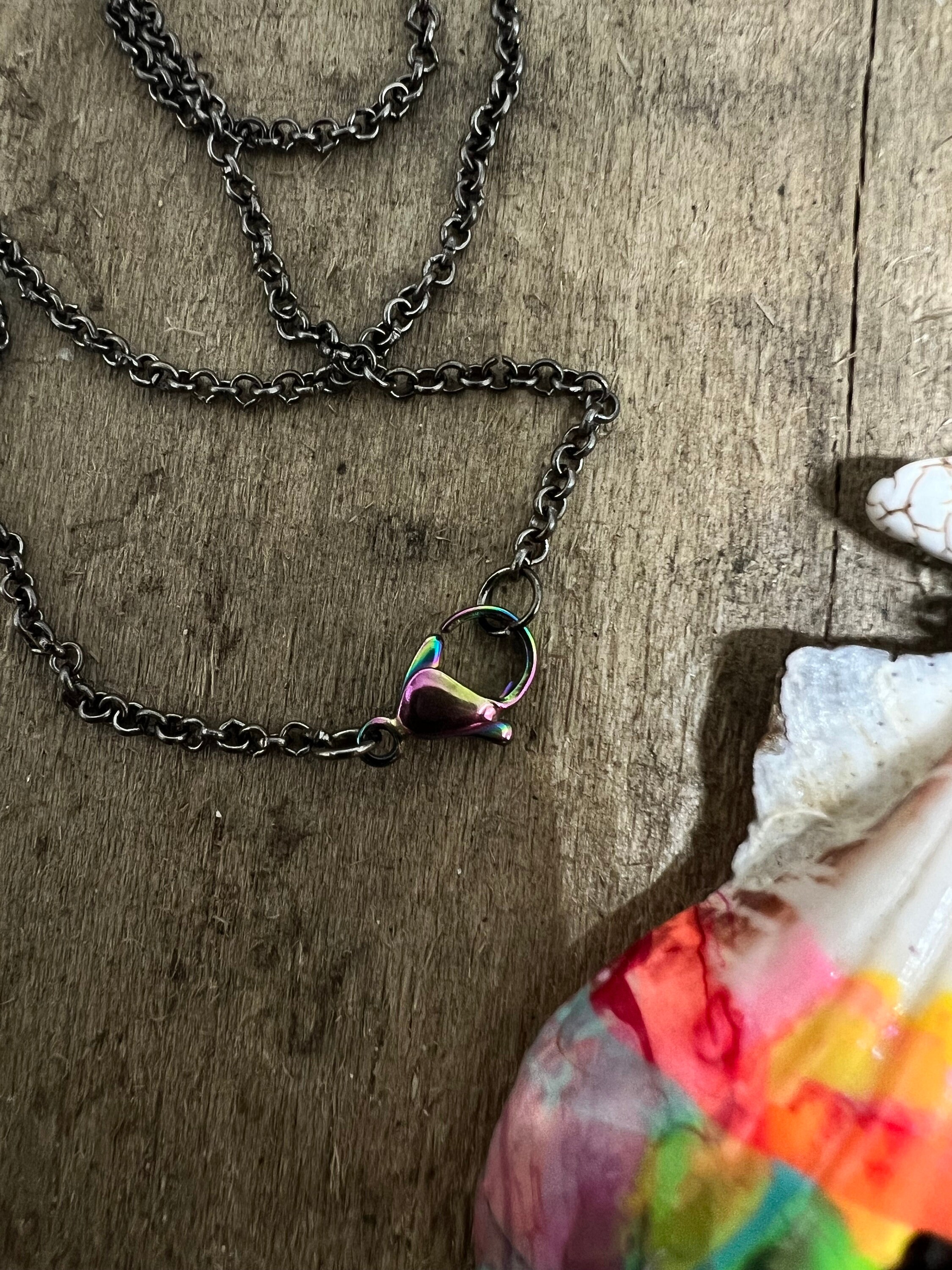 Enamel Hydro Dipper Seashell Wire Wrapped Howlite Pendant Necklace - Etsy