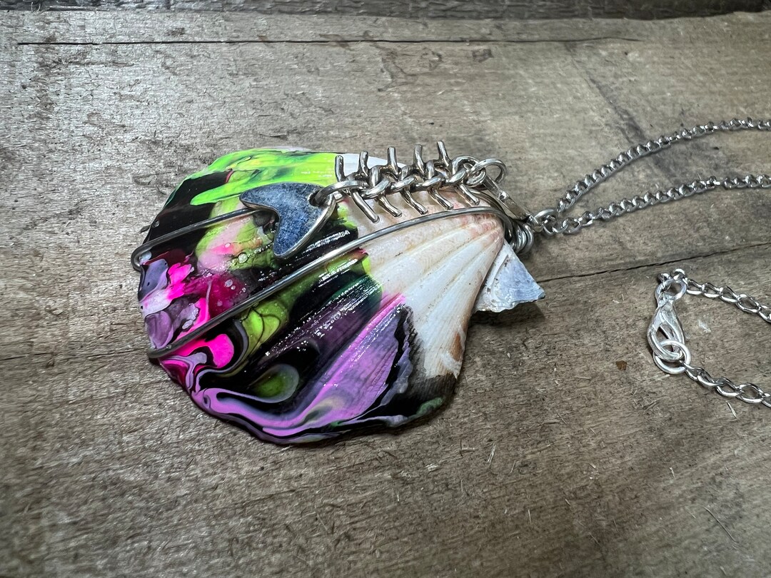 Hydro Dipped Seashell Necklace - Etsy