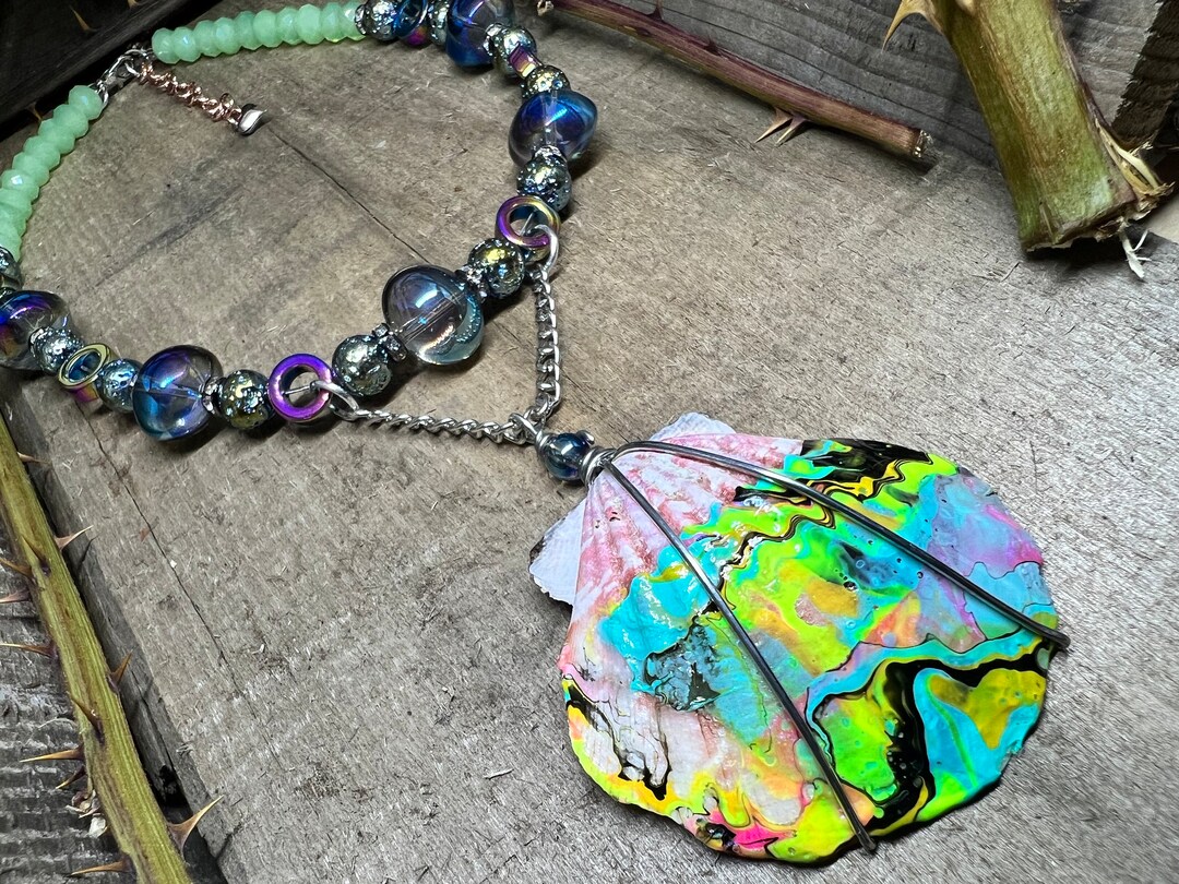 Seattle Seaside Graffiti Hydro Dipped Seashell Necklace - Etsy