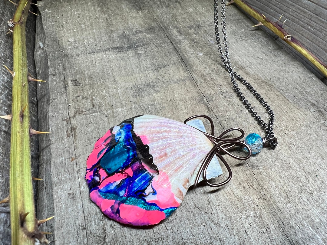 Elegant Wire Wrapped Hydro Dipped Seashell Necklace - Etsy
