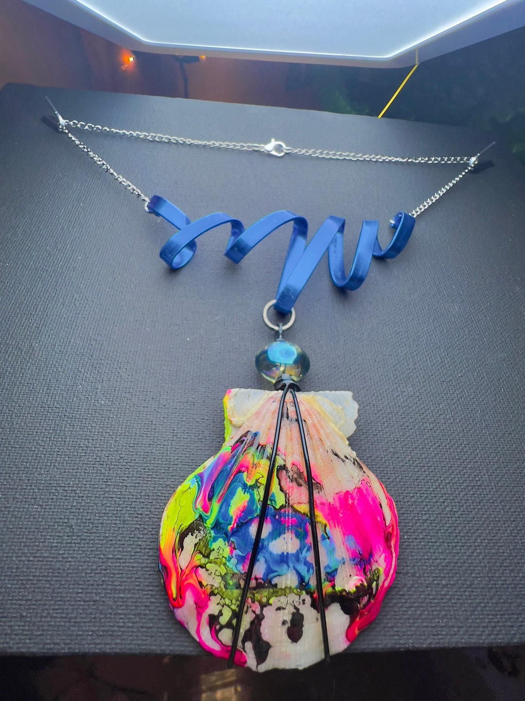 Neon Synthwave Hydro Dipped Seashell Necklace - Etsy