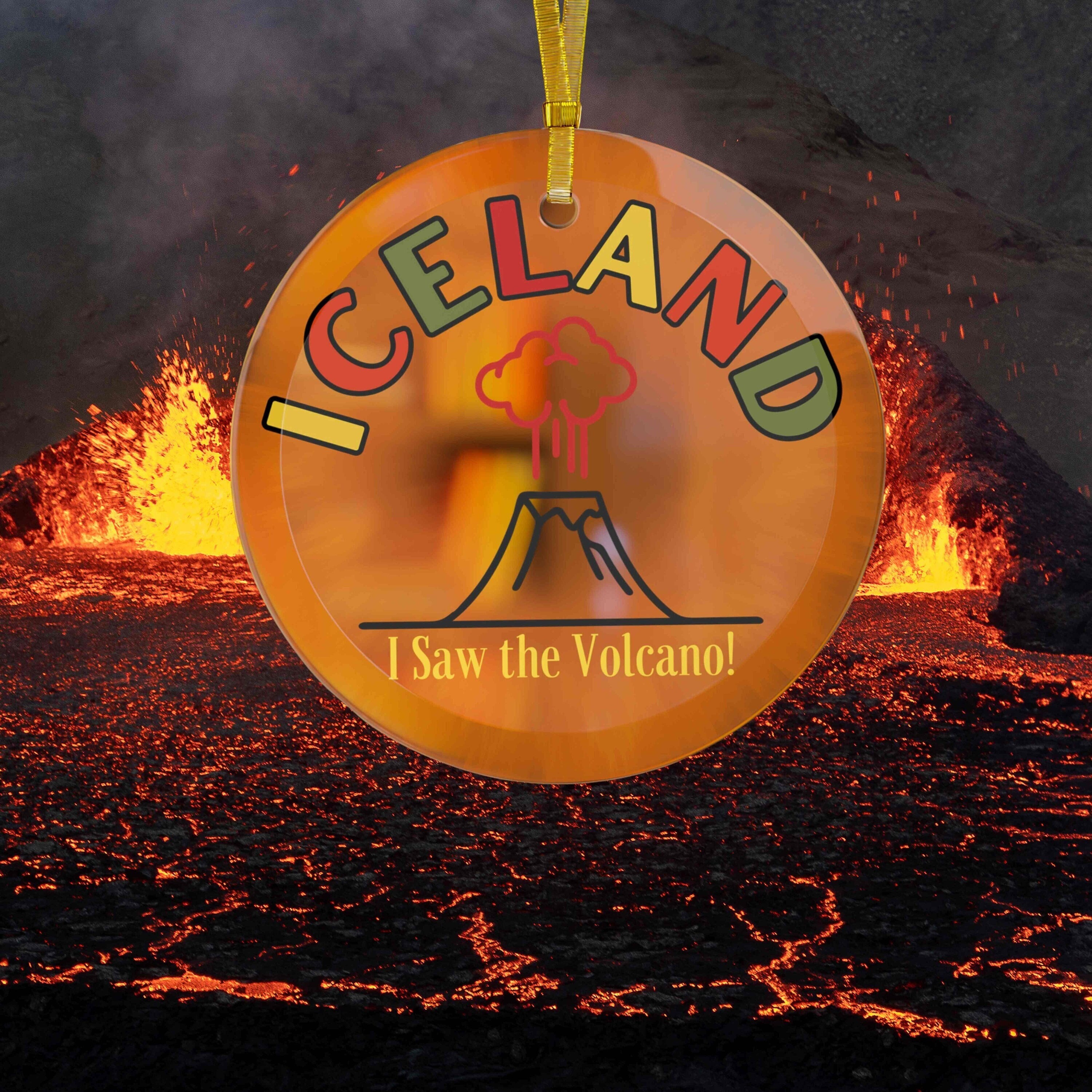 Iceland Holiday Ornament Gift Volcano Christmas Ornaments Glass Travel ...