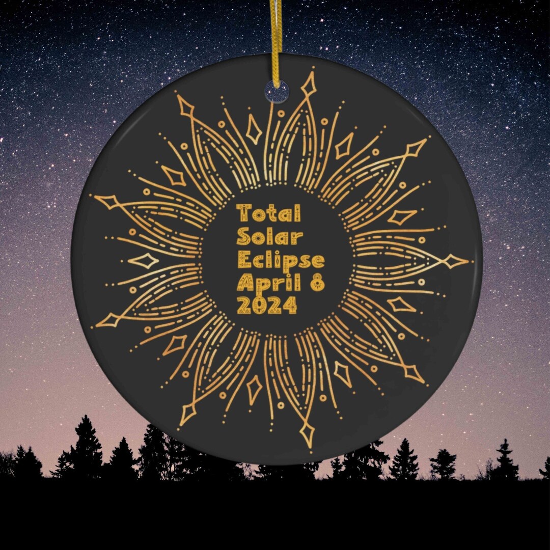 Christmas Ornament Gifts Solar Eclipse 2024 With Mandala Sun and Moon ...