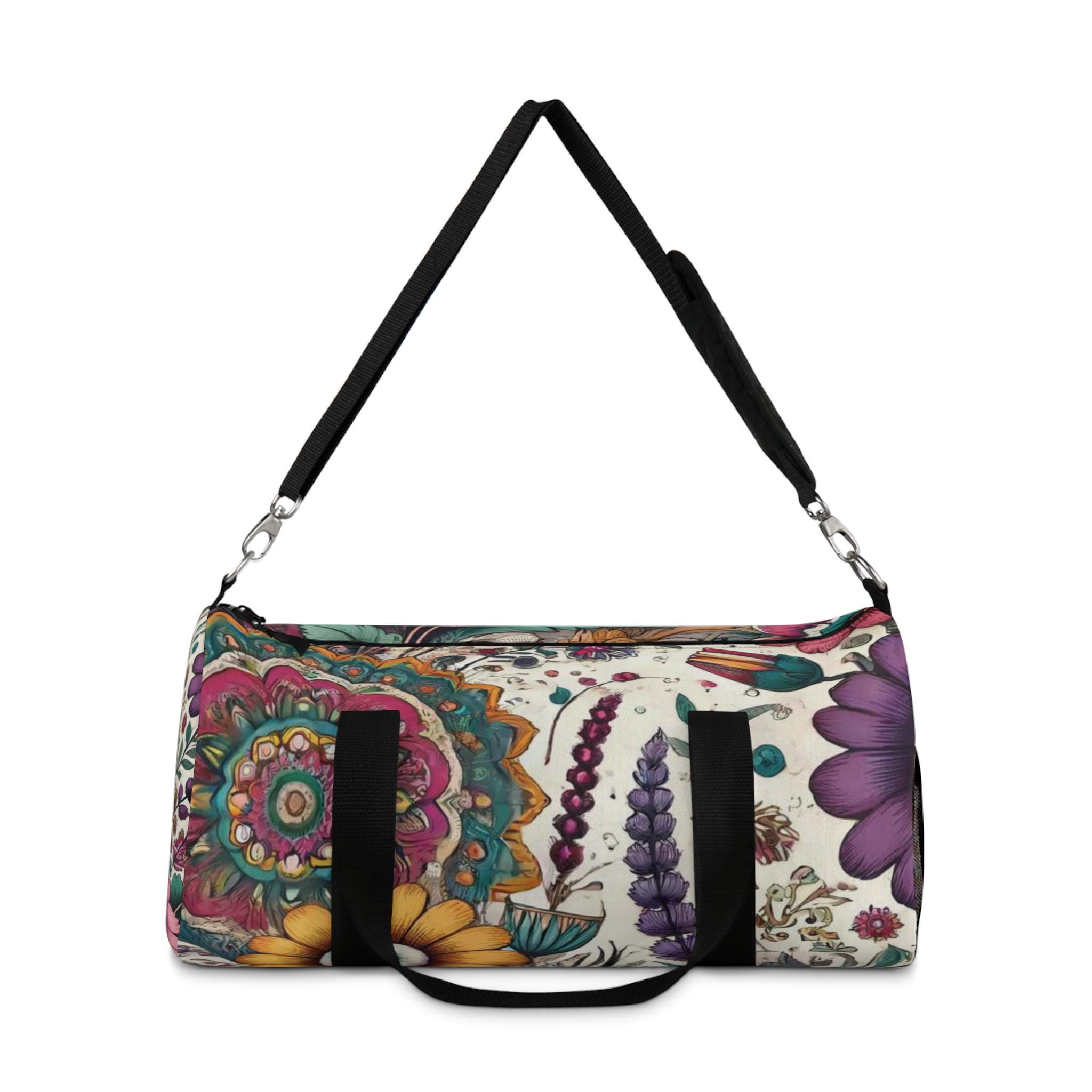 Colorful Floral Duffel Bag, Botanical Art Duffel Bag, Vintage Flower ...