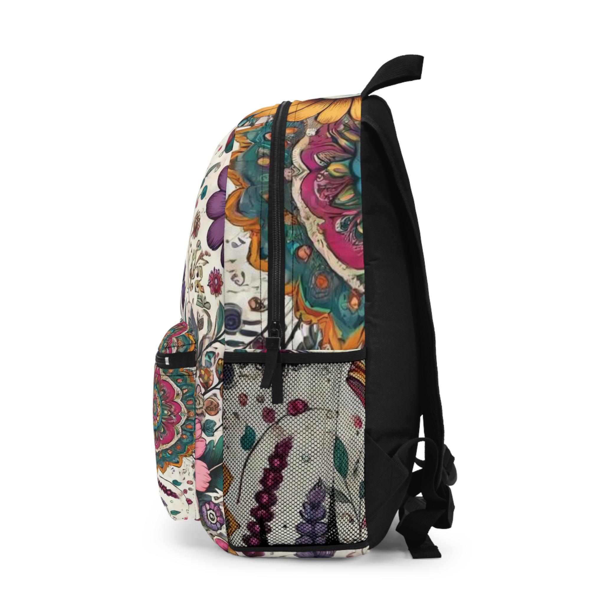 Colorful Floral Backpack, Botanical Art Backpack , Vintage Flower Print ...