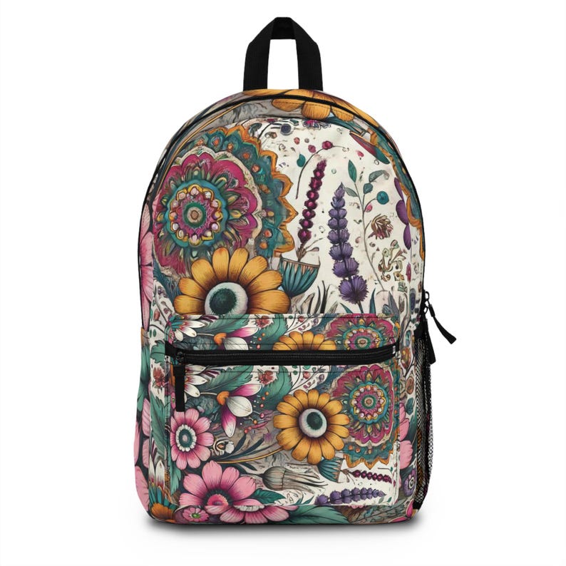 Colorful Floral Backpack, Botanical Art Backpack , Vintage Flower Print ...