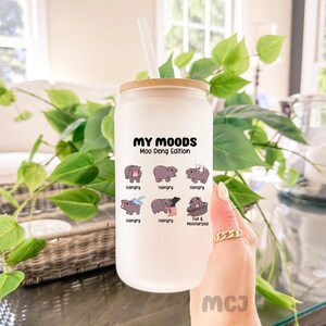 Moo Deng Hippo Glass Can, Viral Merch Cup, Cute Baby Pygmy Hippo ...