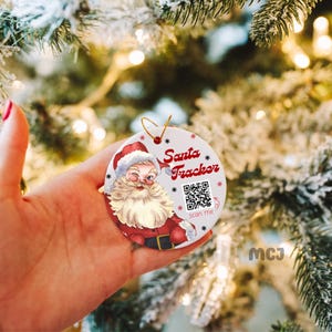 Santa Tracker Ornament, QR Code Santa Tracker, Ceramic Santa Claus ...
