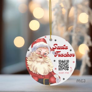 Santa Tracker Ornament, QR Code Santa Tracker, Ceramic Santa Claus ...