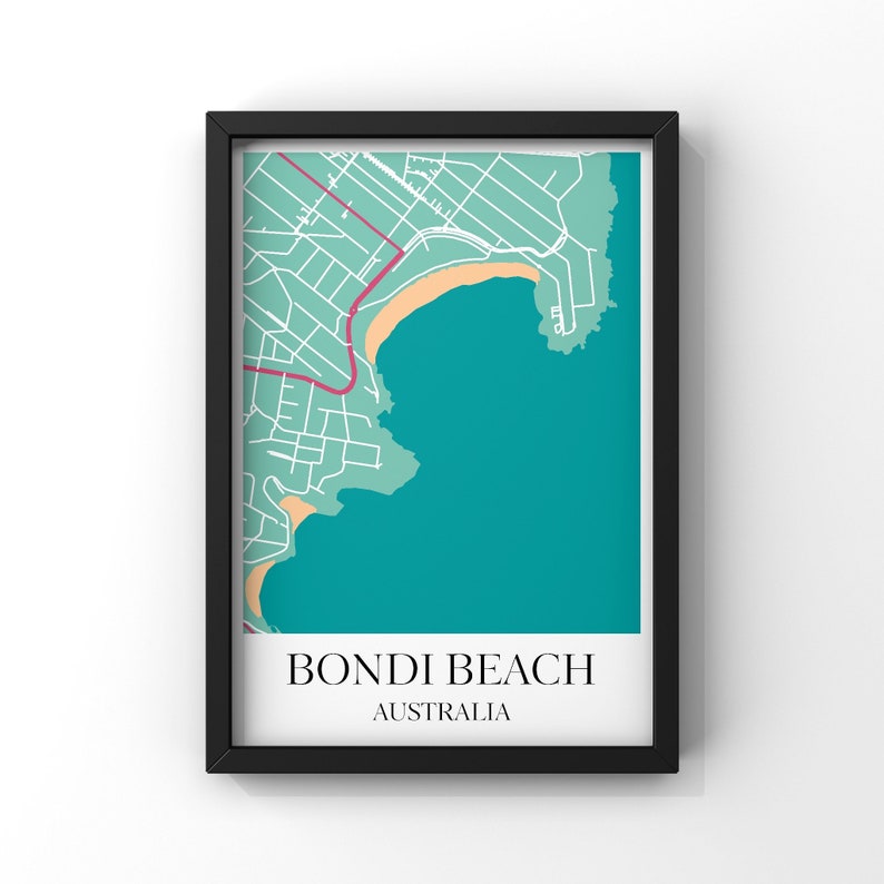 Bondi Beach Map Poster - Etsy