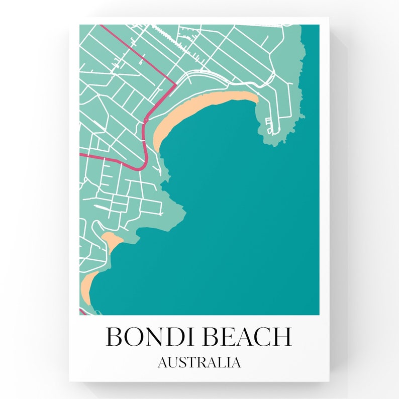 Bondi Beach Map Poster - Etsy