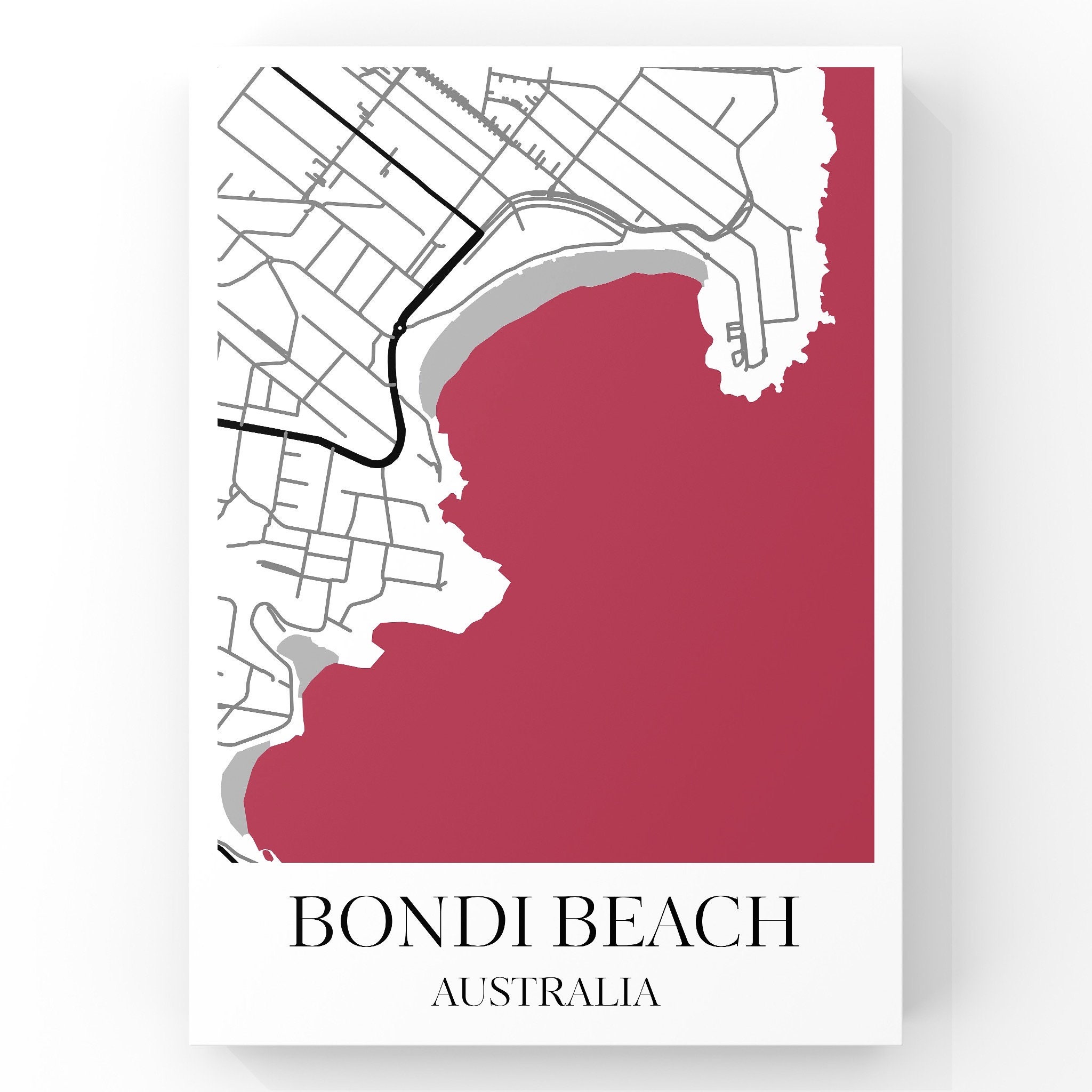 Bondi Beach Map Poster - Etsy
