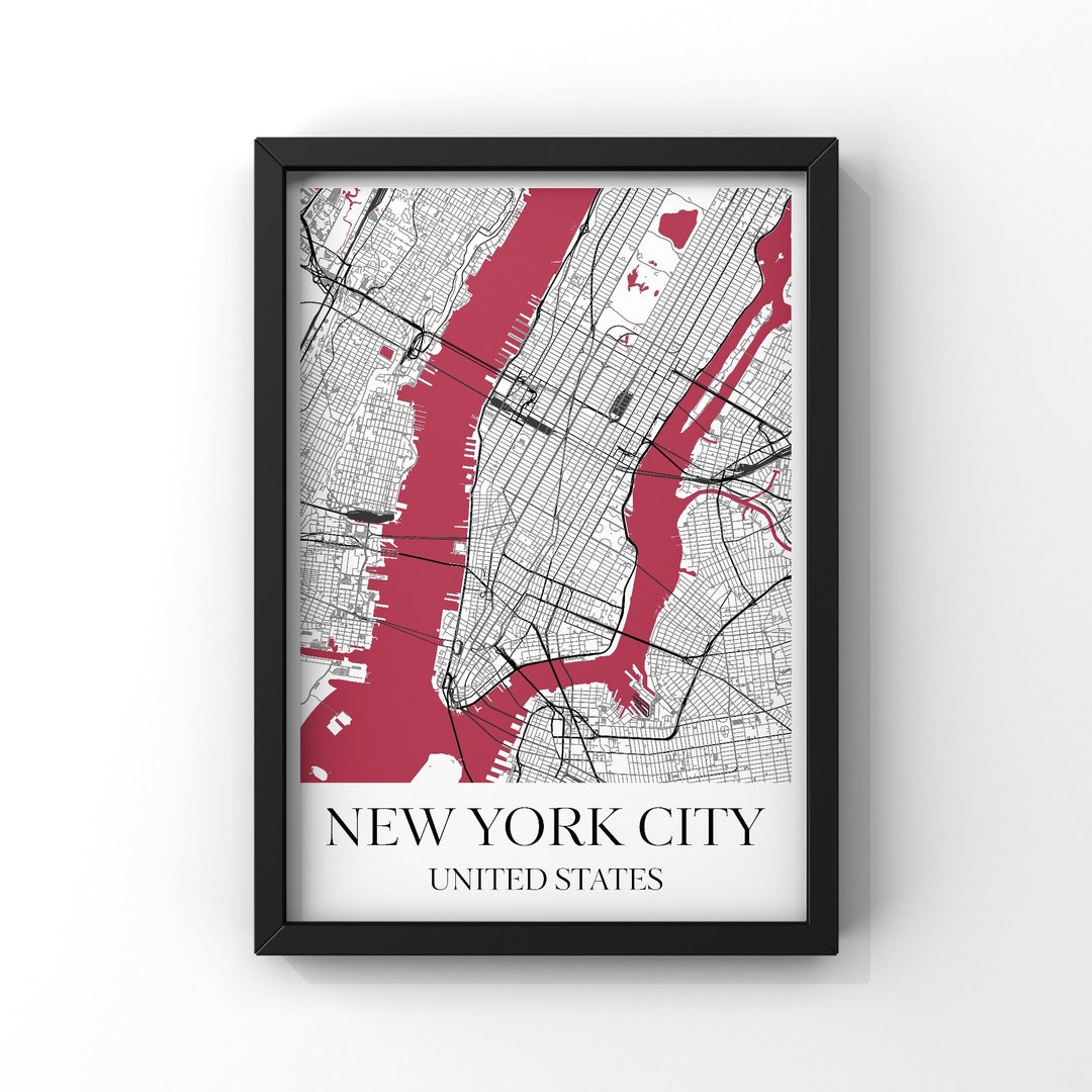 New York City Map Poster - Etsy