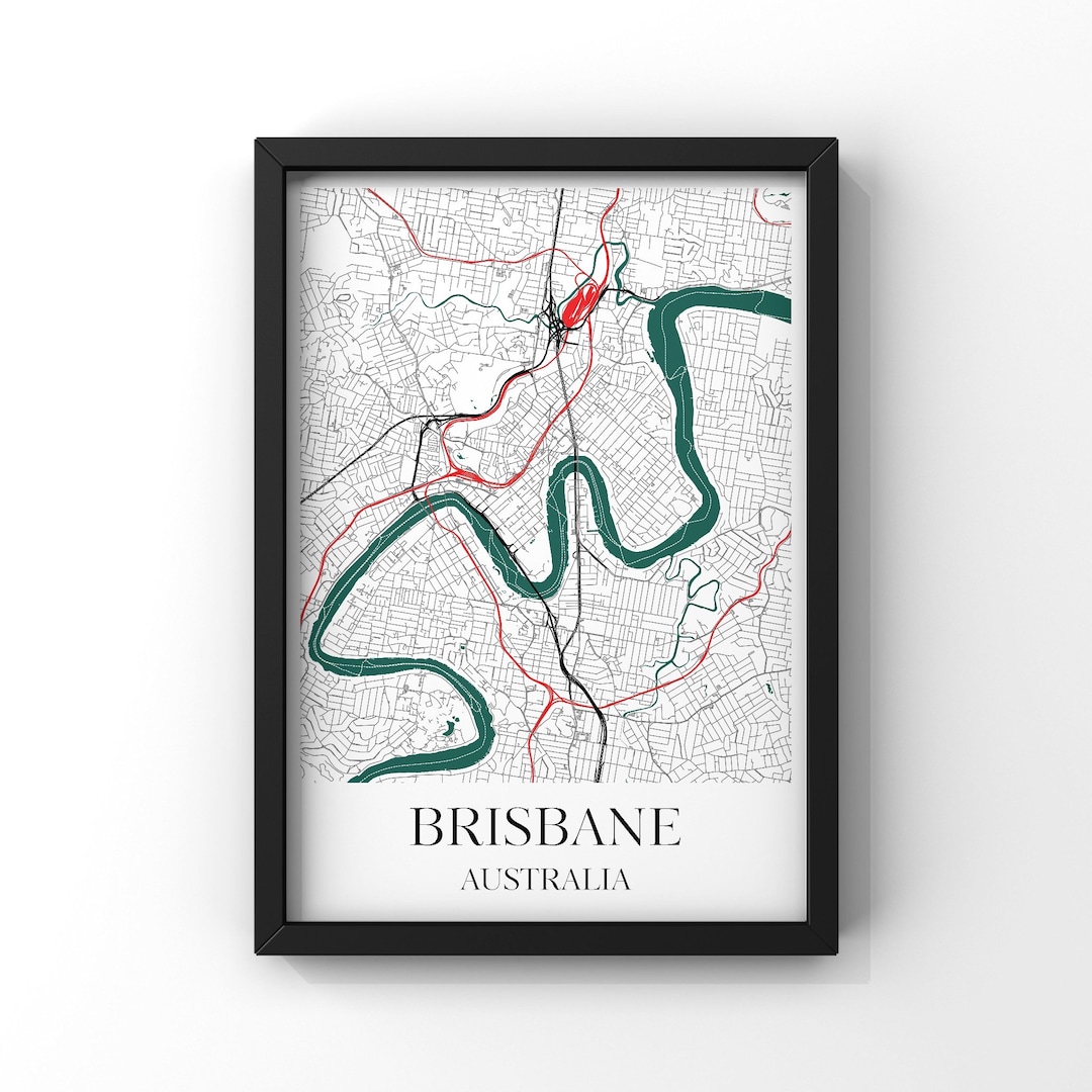 Brisbane Map Poster - Etsy Australia