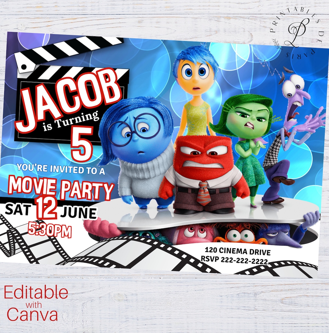Inside Out 2 Birthday Invitation, Inside Out 2 Movie Invitation, Inside ...