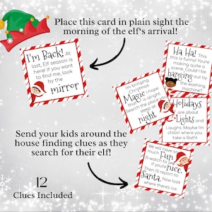 Elf Arrival Day Game, Elf Clue Cards, Elf Arrival Scavenger Hunt, Elf ...
