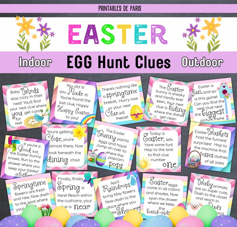 Easter Scavenger Hunt, Easter Treasure Hunt Game, Easter Printable Clue ...