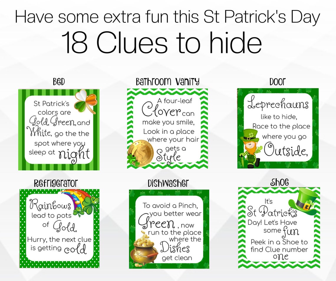 St Patrick's Day Scavenger Hunt St Patricks Treasure Hunt - Etsy