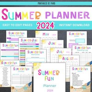 Editable Summer Planner 2024, Printable Summer Kids Planner, Summer ...