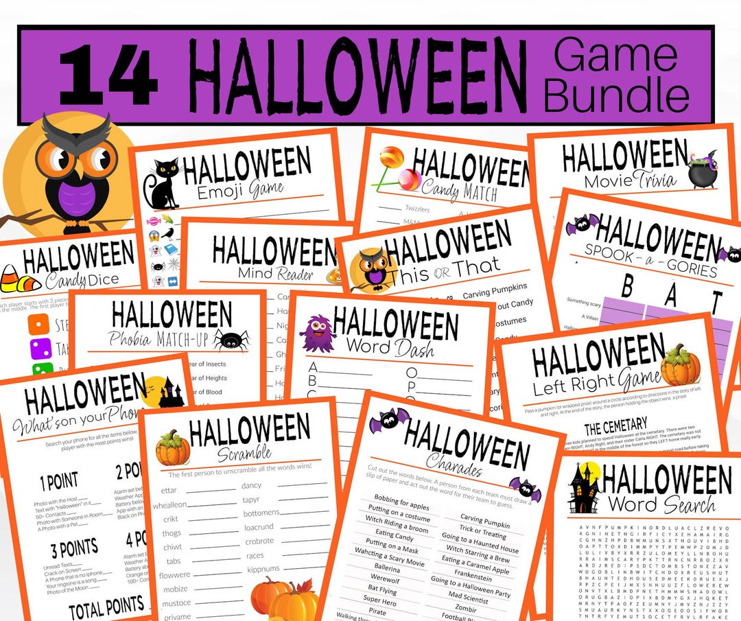Halloween Game Bundle, Halloween Printable Games, Halloween Family ...