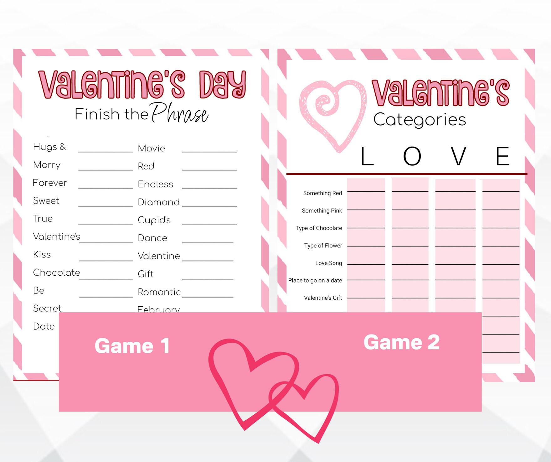 Valentine's Day Printable Games, Valentine's Game Bundle, Valentine's ...