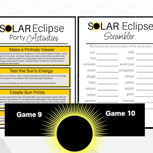 Printable Solar Eclipse Games With Answer Sheets, Solar Eclipse Party ...