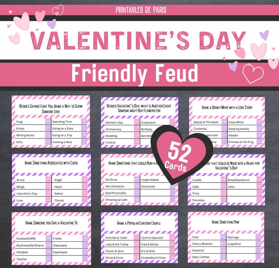 Valentine's Day Friendly Feud Game, Valentine's Party Game, Printable ...