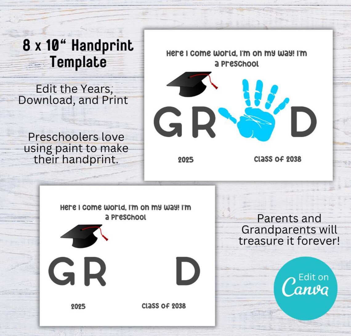 Preschool Graduation Handprint Template, 2025 Preschool Graduation ...