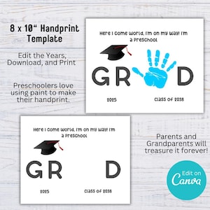 Preschool Graduation Handprint Template, 2025 Preschool Graduation ...