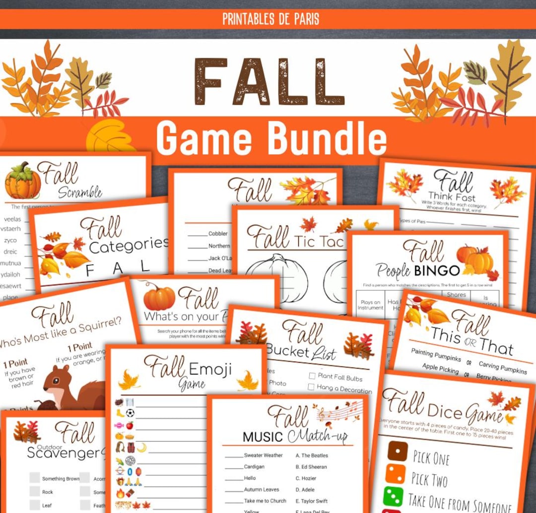 Fall Game Bundle, Fall Printable Games, Fall Family Games, Fall Trivia ...
