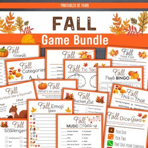 Fall Game Bundle, Fall Printable Games, Fall Family Games, Fall Trivia ...