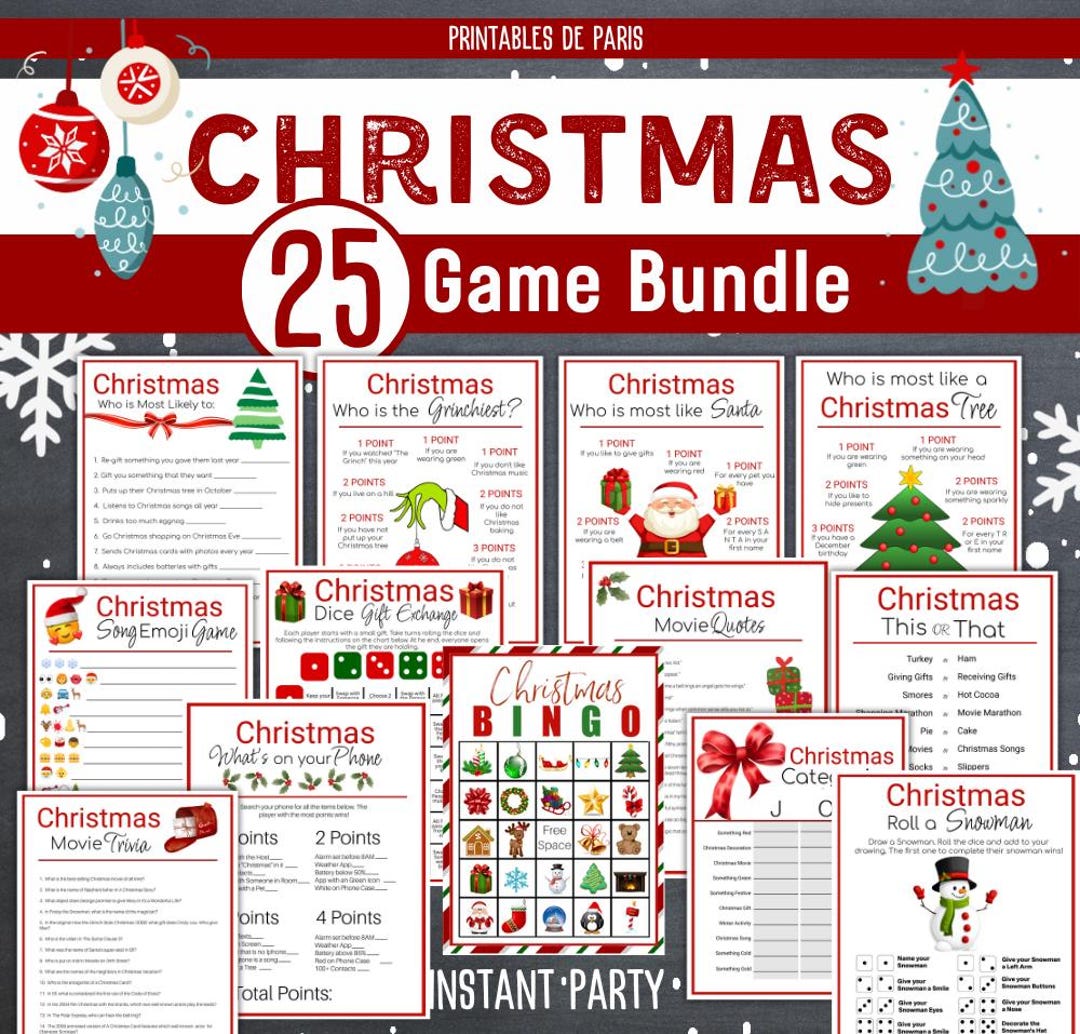 Christmas Game Bundle, Christmas Party Printable Game, Christmas Party ...