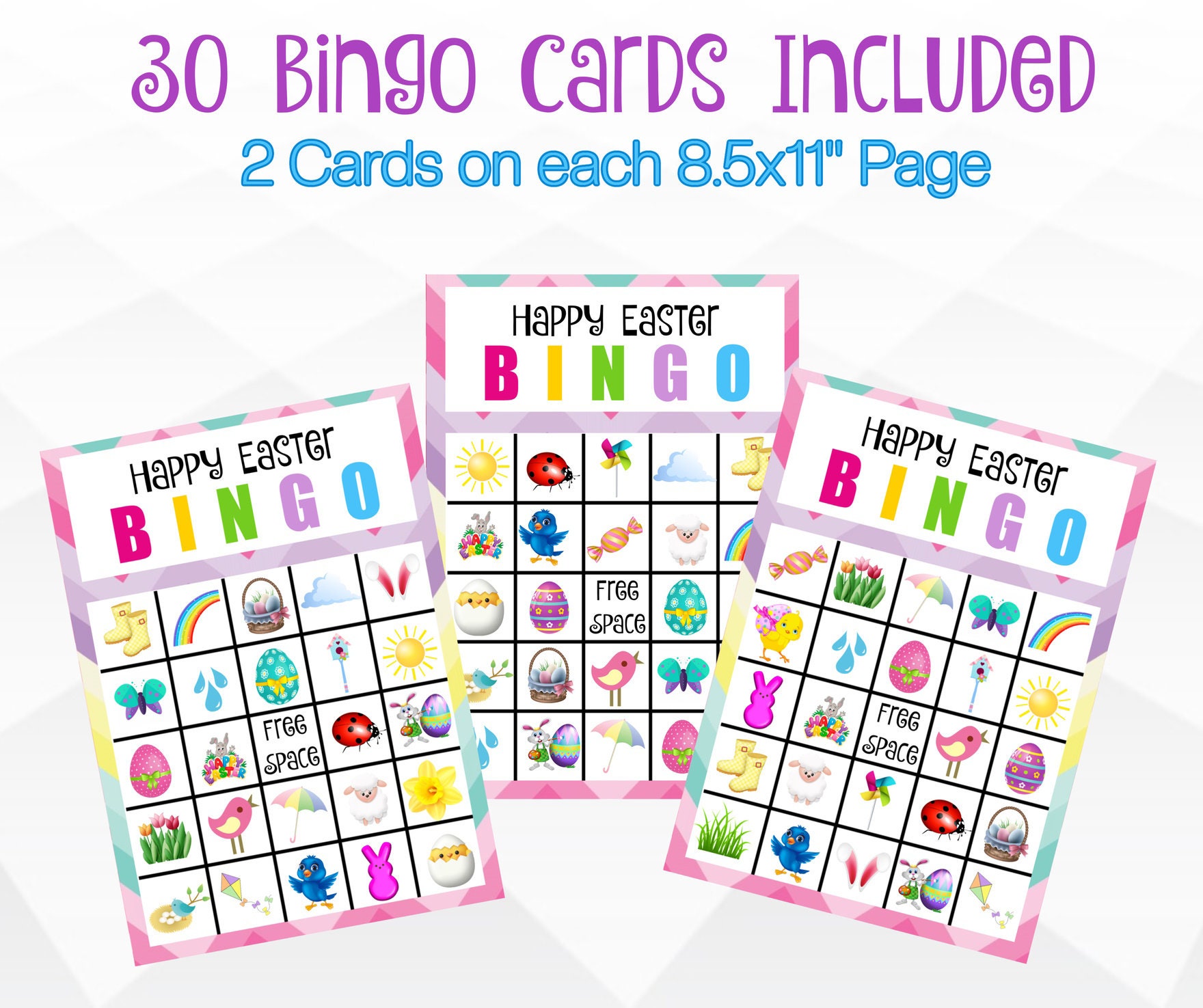Easter Bingo, Easter Printable Bingo Cards, Easter Party Classroom Game ...