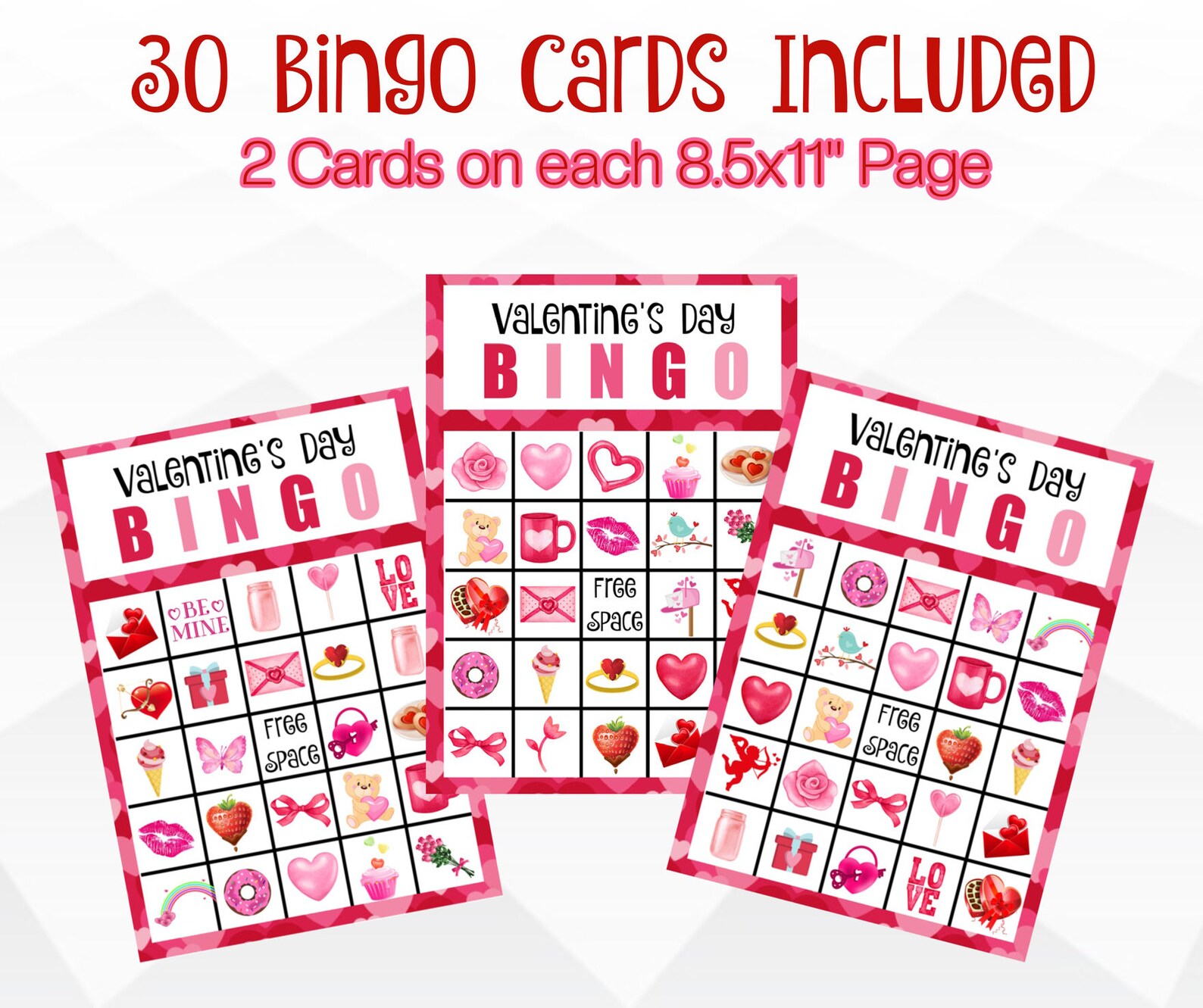 Valentine's Day Bingo, Valentine Printable Bingo Cards, Valentine's ...