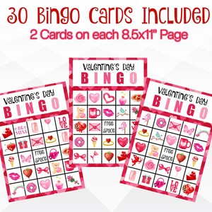 Valentine's Day Bingo, Valentine Printable Bingo Cards, Valentine's ...