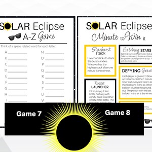 Printable Solar Eclipse Games With Answer Sheets, Solar Eclipse Party ...