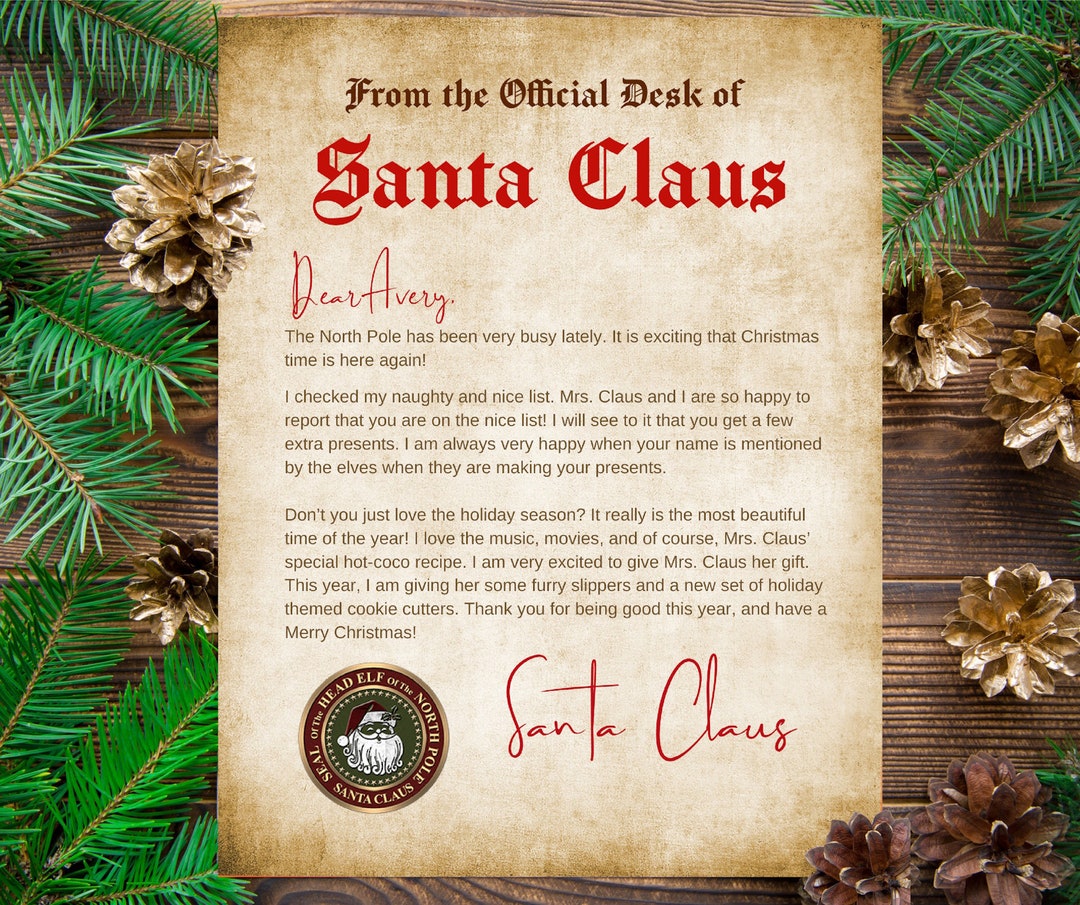 Editable Letter From Santa, Santa Nice List Certificate, Christmas ...