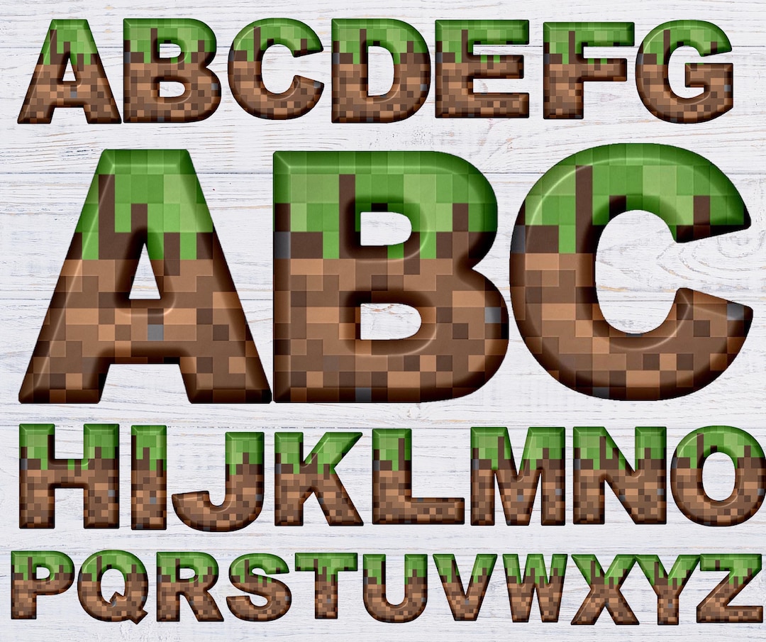Mine Font, Video Game PNG Alphabet for Mine Shirt Cake Topper, Birthday ...