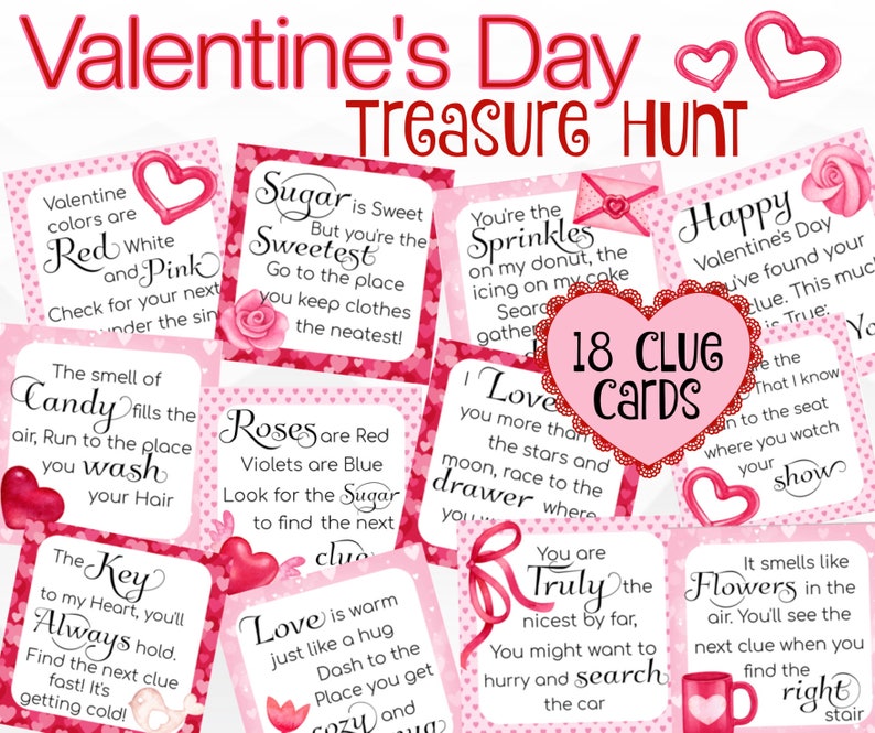 Valentine's Day Scavenger Hunt Valentine's Treasure - Etsy