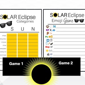 Printable Solar Eclipse Games With Answer Sheets, Solar Eclipse Party ...