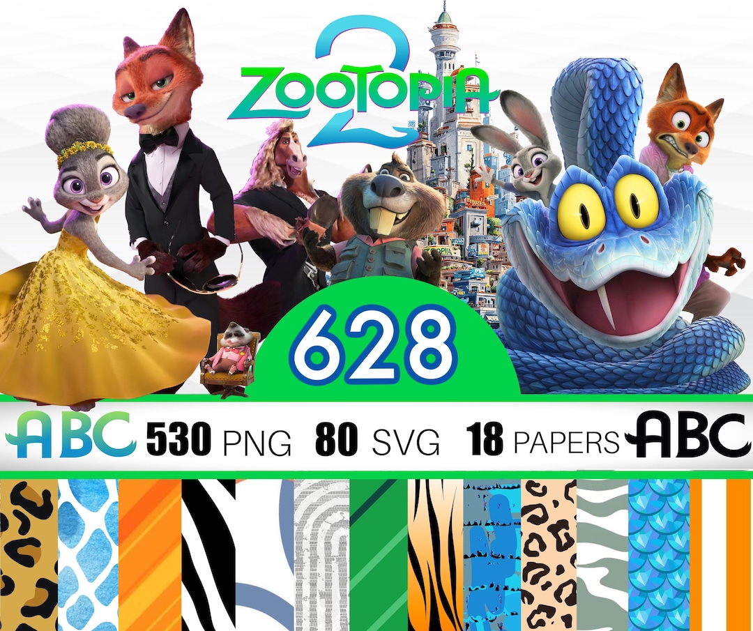 Zootopia 2 PNG SVG Bundle, Zootopia Clipart and Digital Paper, Includes ...