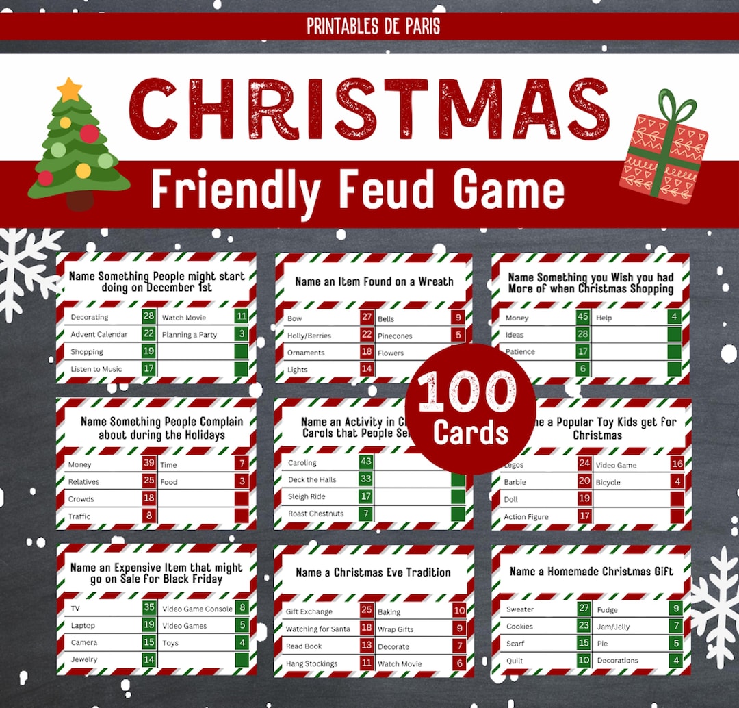 Christmas Friendly Feud Game, Christmas Party Game, Printable Game ...