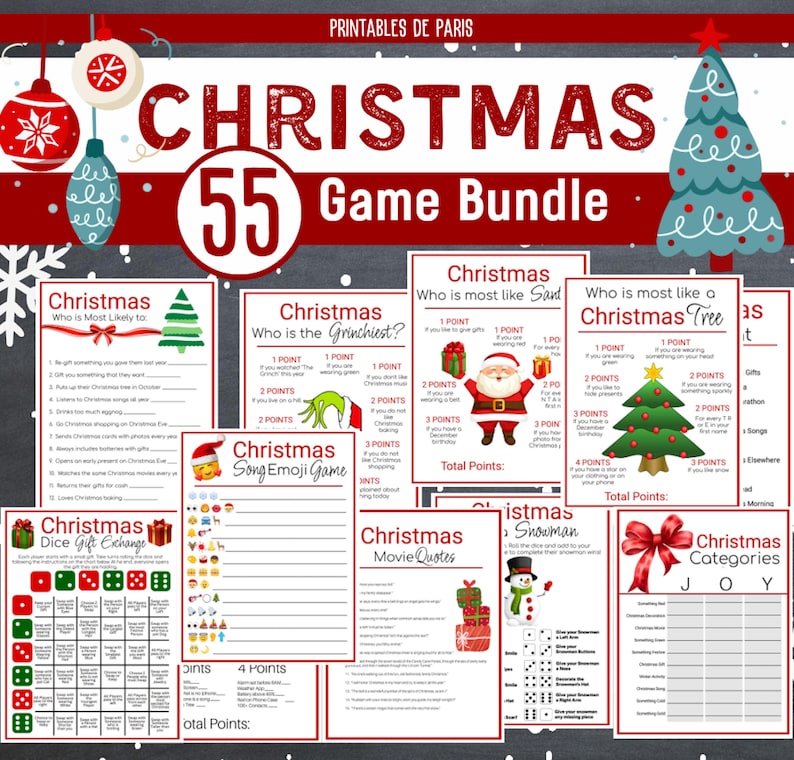 Christmas Game Bundle, Christmas Party Printable Game, Christmas Party ...