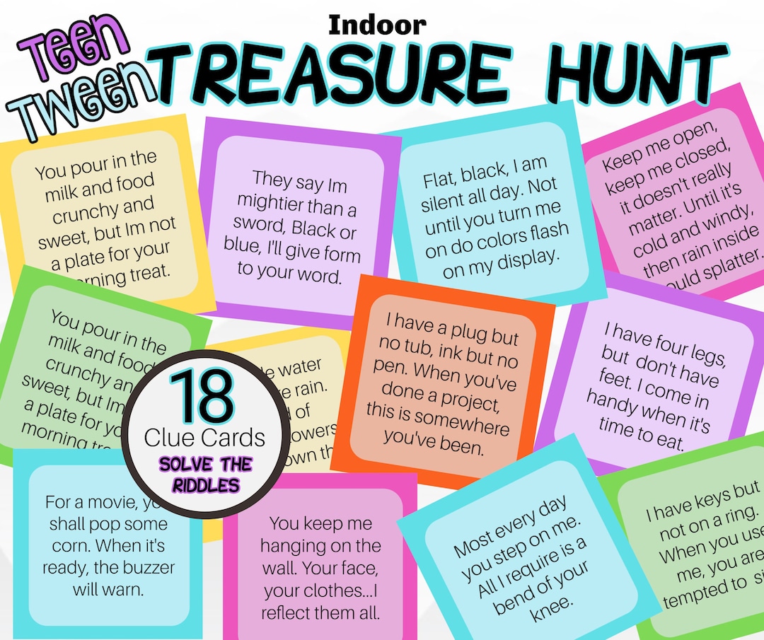 Teen Tween Indoor Treasure Hunt, Teen Tween Scavenger Hunt Game, Summer ...