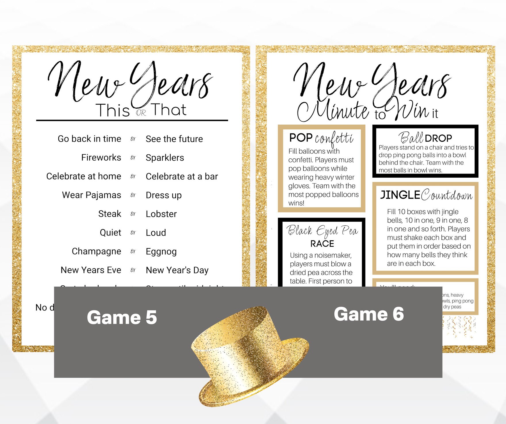 New Year's Printable Games, New Year's Eve Game Bundle, New Year's Eve ...