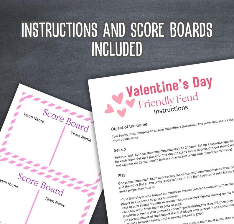 Valentine's Day Friendly Feud Game, Valentine's Party Game, Printable ...