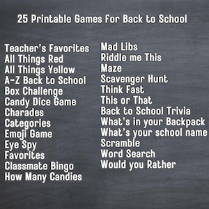 Printable Back to School Games, First Day of School Game Bundle ...