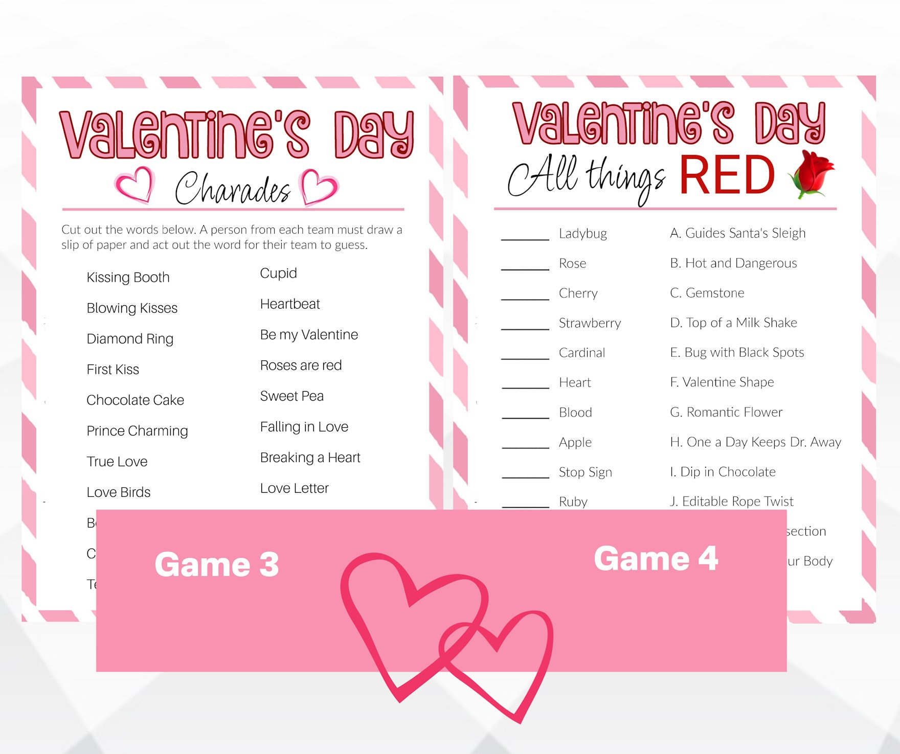 Valentine's Day Printable Games, Valentine's Game Bundle, Valentine's ...