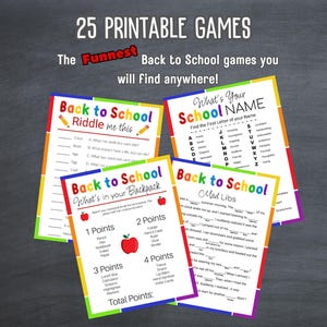 Printable Back to School Games, First Day of School Game Bundle ...